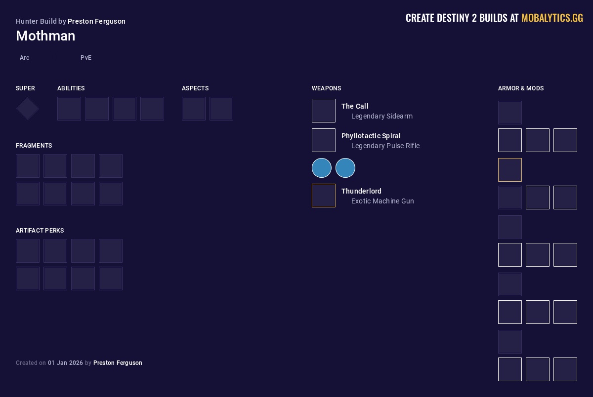 Mothman - Destiny 2 Arc Hunter Build by Preston Ferguson