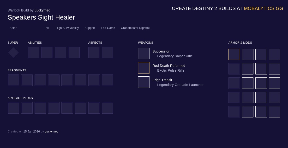 Speakers Sight Healer - Destiny 2 Warlock Build for PvE - Mobalytics