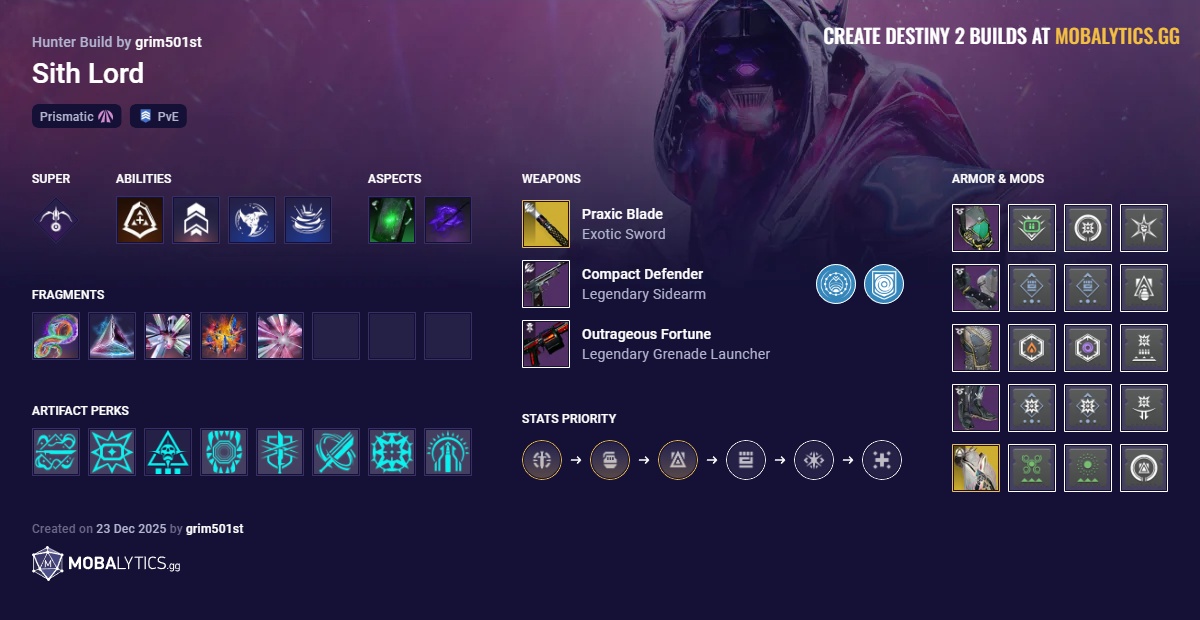 Sith Lord - Destiny 2 Prismatic Hunter Build by grim501st