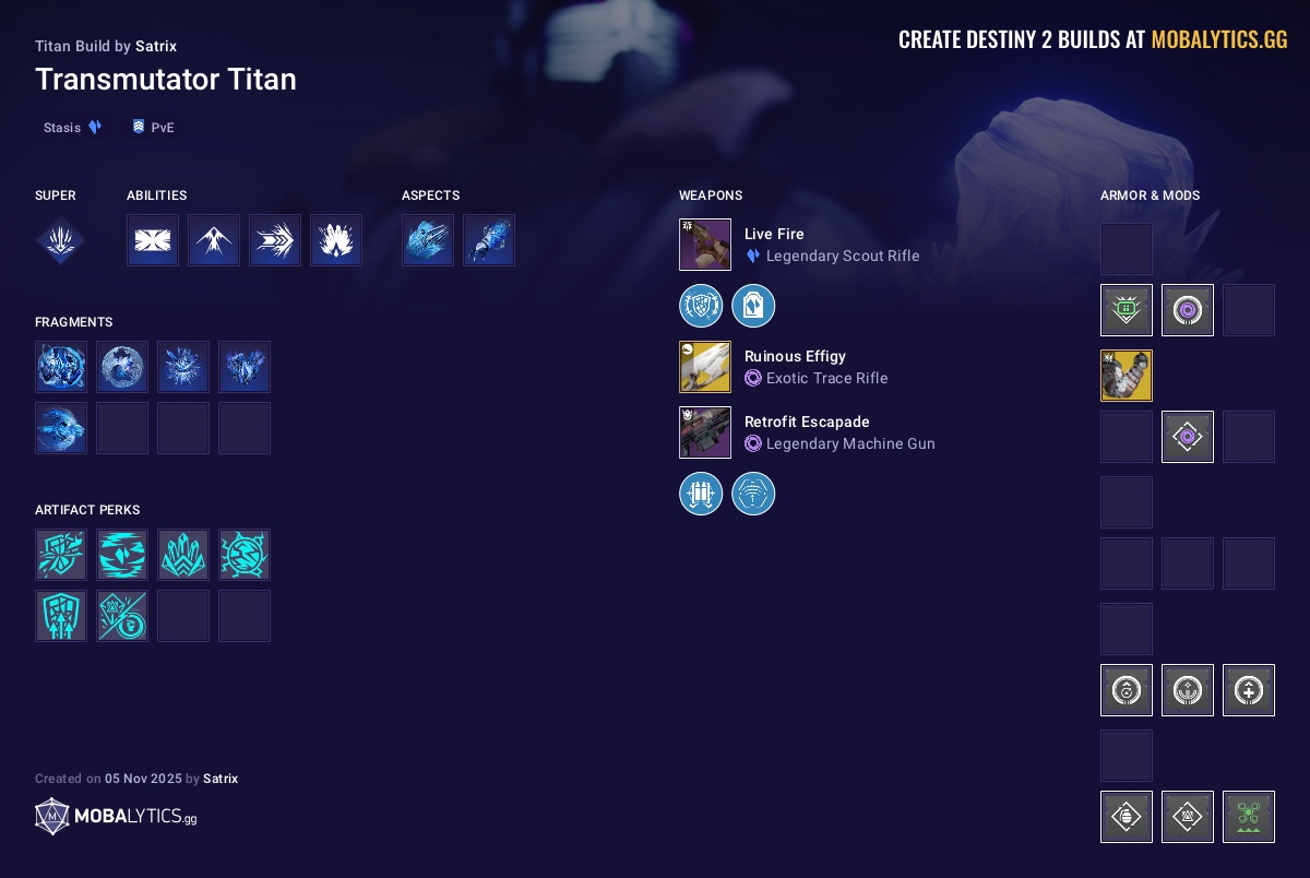Transmutator Titan - Destiny 2 Stasis Titan Build by Satrix