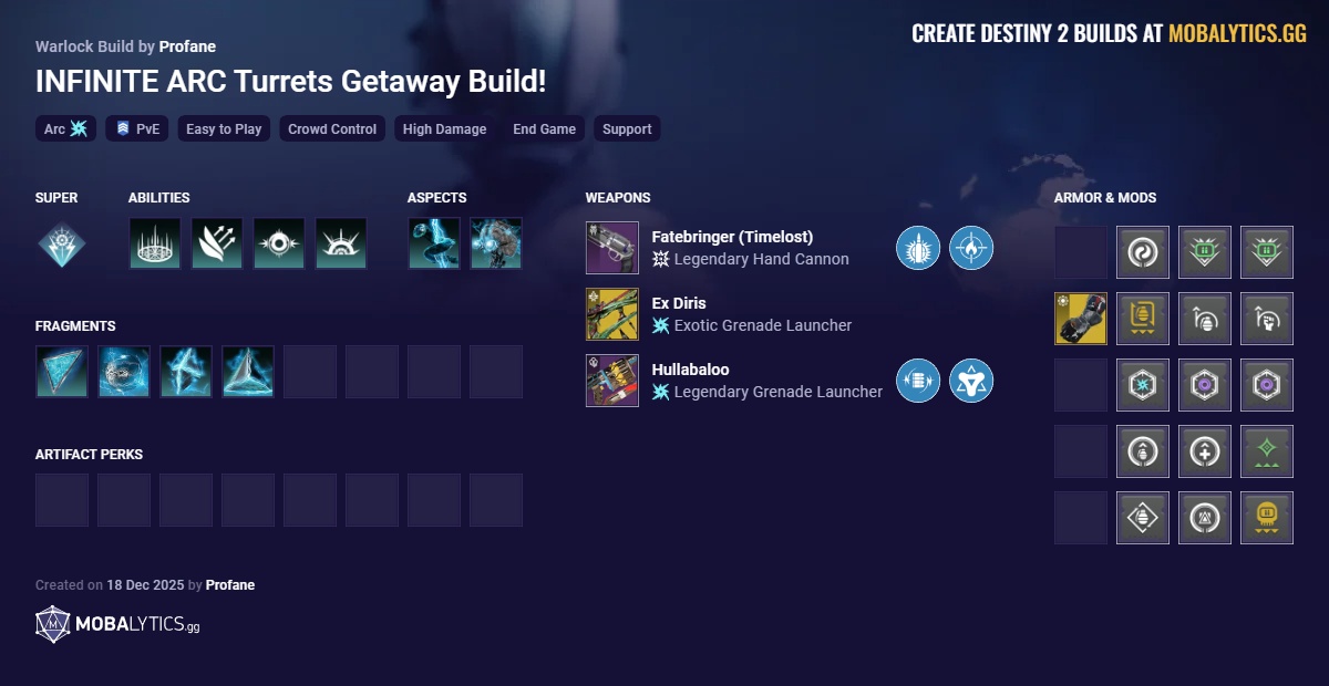 INFINITE ARC Turrets Getaway Build! - Destiny 2 Warlock Build for PvE ...