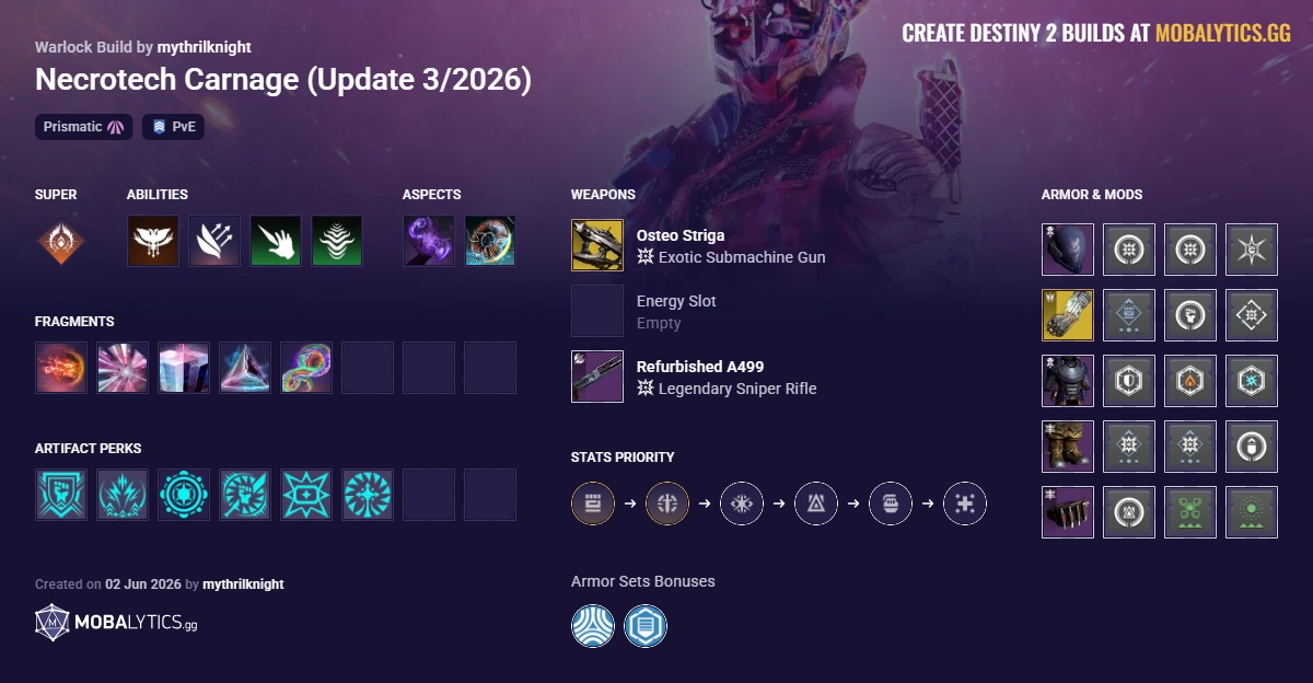 Necrotech Carnage (Update 3/2026) - Destiny 2 Prismatic Warlock Build ...