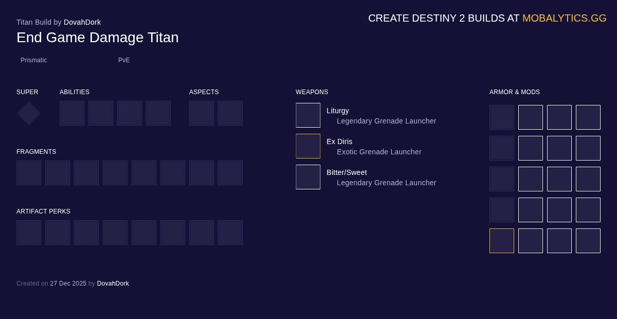 End Game Damage Titan - Destiny 2 Prismatic Titan Build by DovahDork