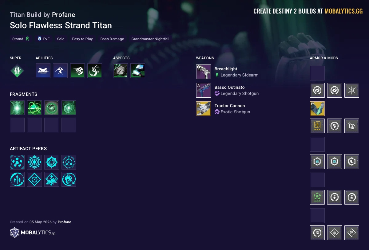 Solo Flawless Strand Titan - Destiny 2 Titan Build for PvE - Mobalytics