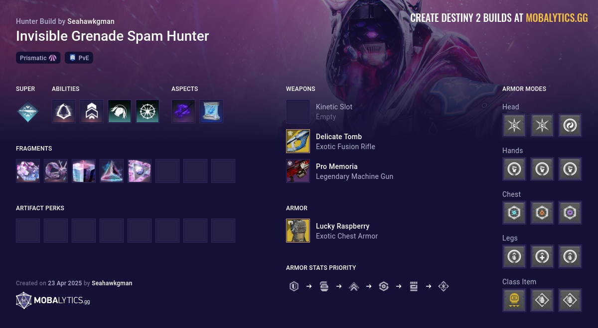 Invisible Grenade Spam Hunter - Destiny 2 Prismatic Hunter Build by ...