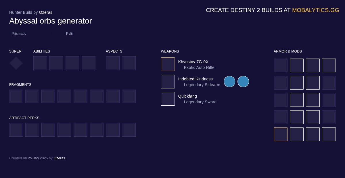 Abyssal orbs generator - Destiny 2 Prismatic Hunter Build by Ozéras