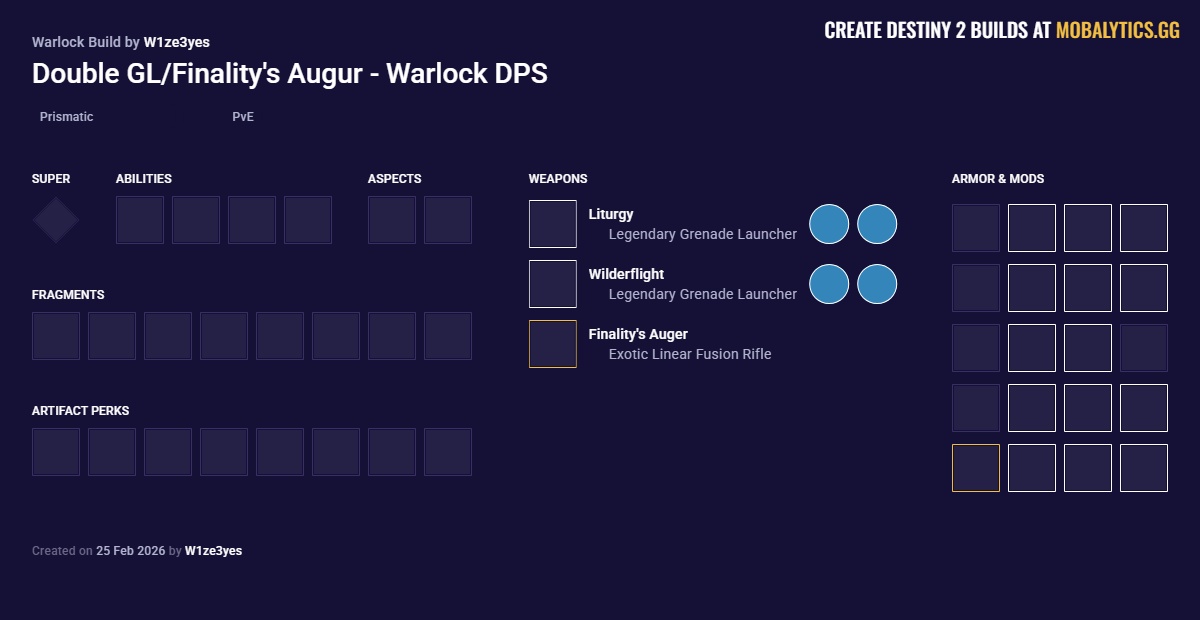 Double GL/Finality's Augur - Warlock DPS - Destiny 2 Prismatic Warlock ...
