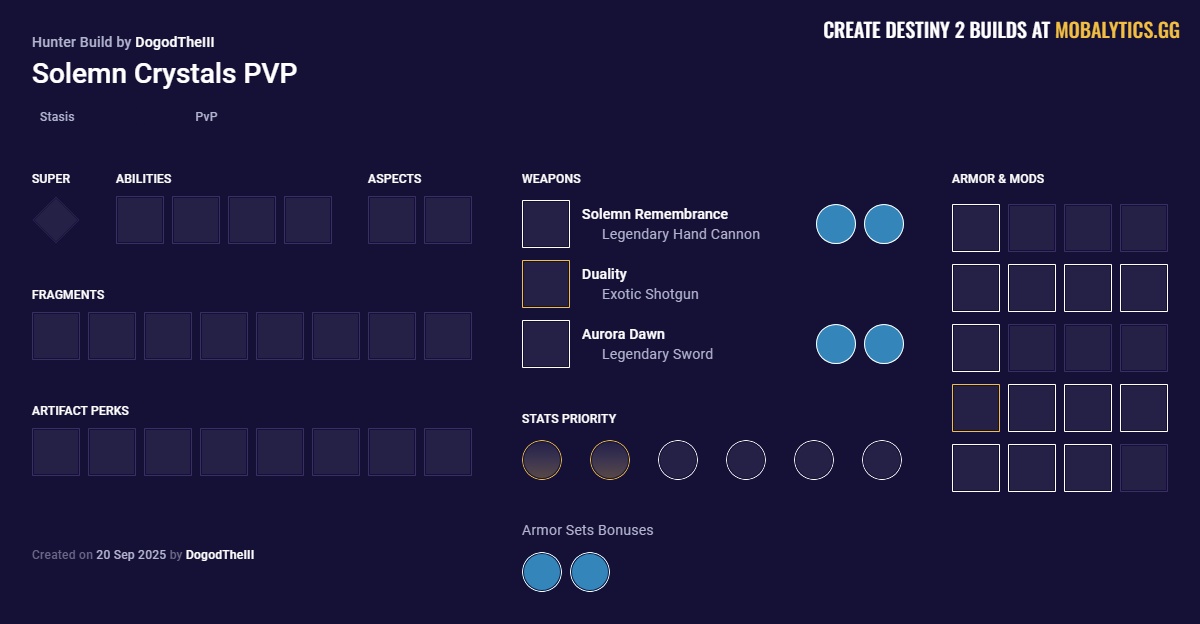 Solemn Crystals PVP - Destiny 2 Stasis Hunter Build by DogodTheIII