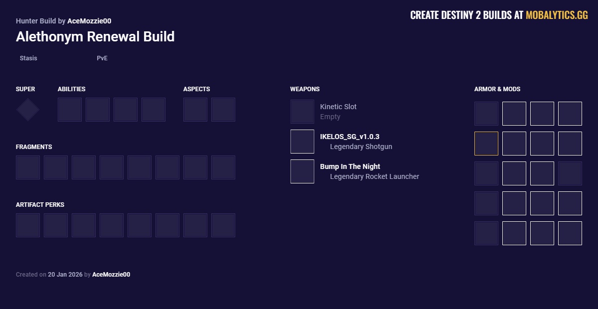 Alethonym Renewal Build - Destiny 2 Stasis Hunter Build by AceMozzie00