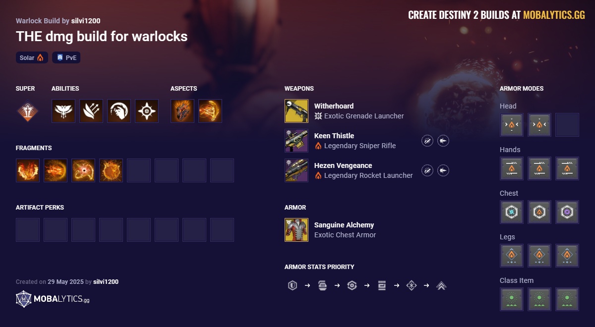 THE dmg build for warlocks - Destiny 2 Solar Warlock Build by silvi1200