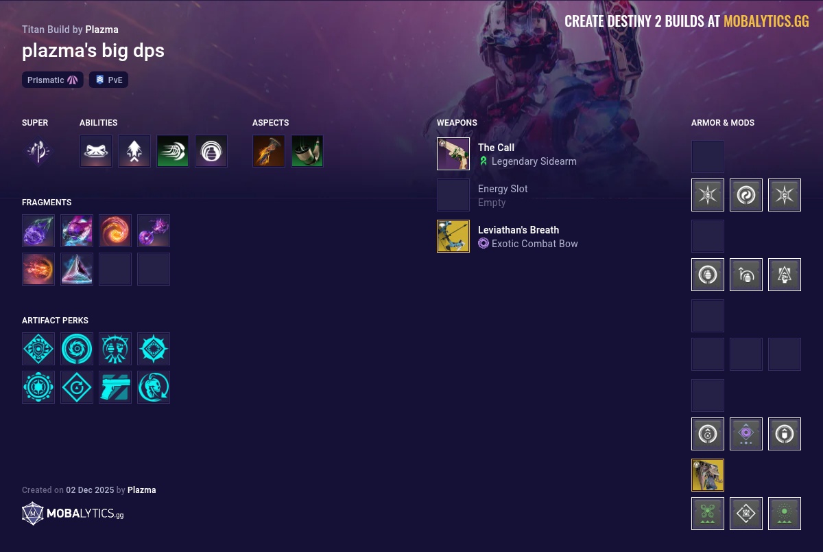 plazma's big dps - Destiny 2 Prismatic Titan Build by Plazma