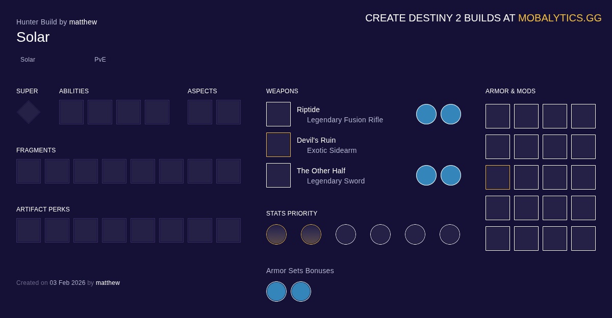 Solar - Destiny 2 Solar Hunter Build by matthew