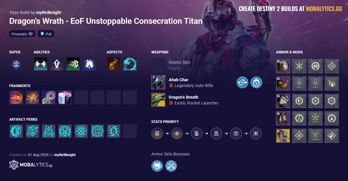 Dragon's Wrath - EoF Unstoppable Consecration Titan - Destiny 2 ...