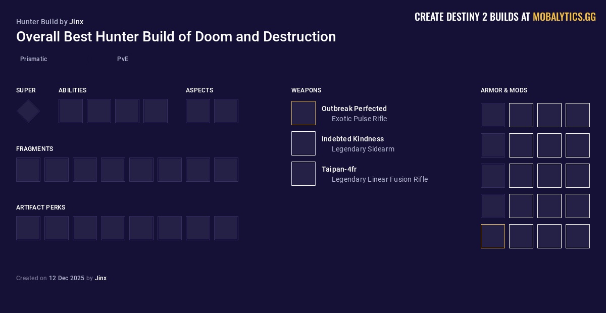 Overall Best Hunter Build of Doom and Destruction - Destiny 2 Prismatic ...