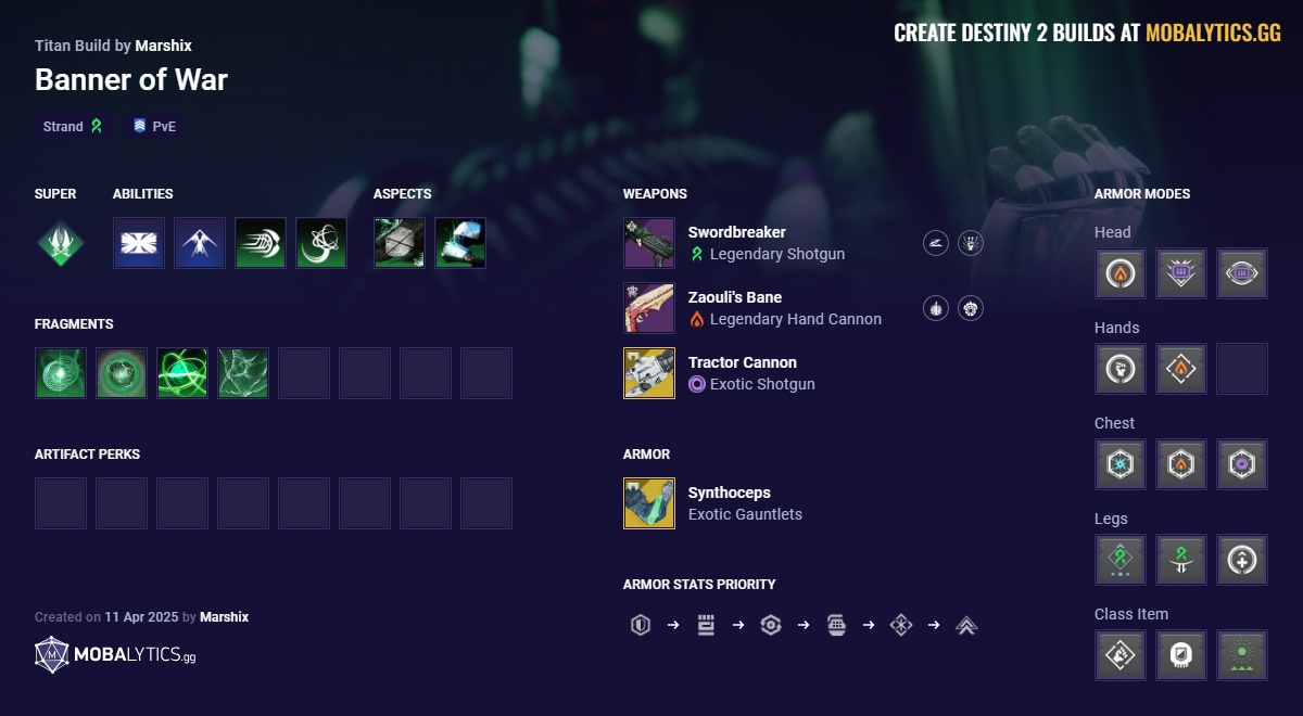 Banner of War - Destiny 2 Strand Titan Build by Marshix