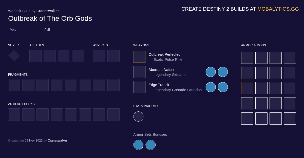 Outbreak of The Orb Gods - Destiny 2 Void Warlock Build by Craneswalker
