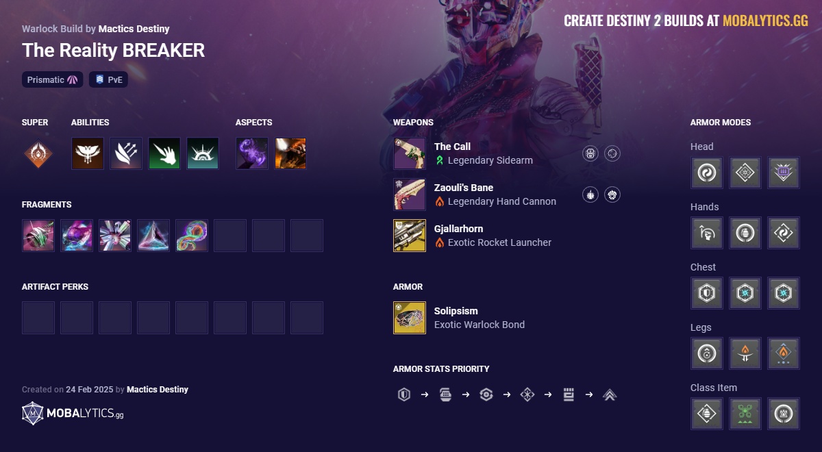 The Reality BREAKER - Destiny 2 Prismatic Warlock Build by Mactics Destiny