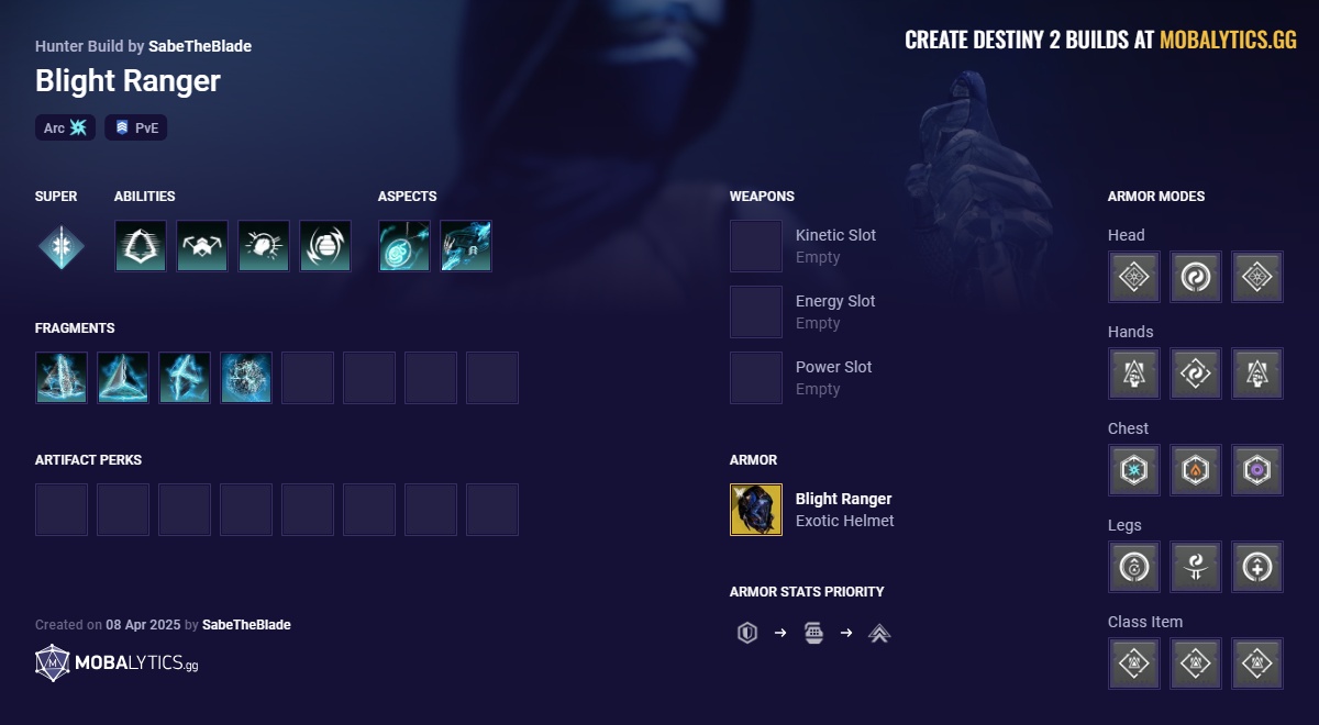 Blight Ranger - Destiny 2 Arc Hunter Build by SabeTheBlade