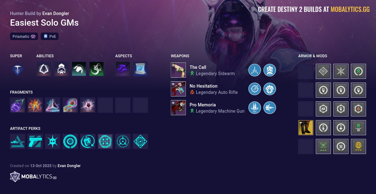 Easiest Solo GMs - Destiny 2 Prismatic Hunter Build by Evan Dongler