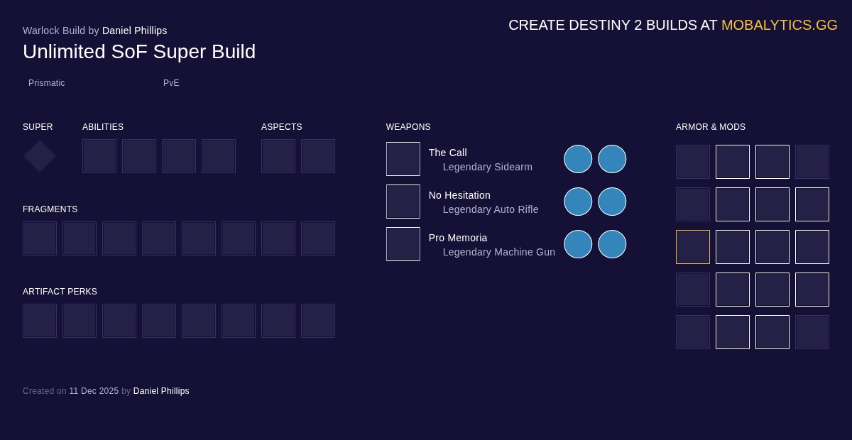 Unlimited SoF Super Build - Destiny 2 Prismatic Warlock Build by Daniel ...