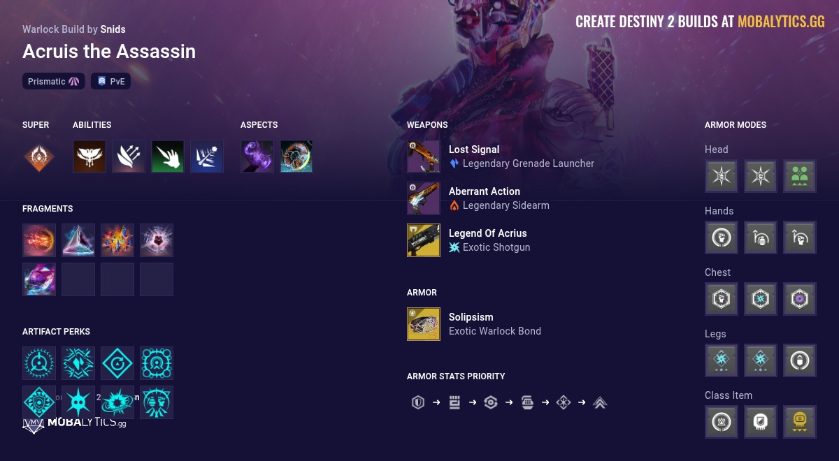 Acruis the Assassin - Destiny 2 Prismatic Warlock Build by Snids