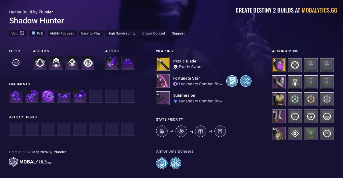 Shadow Hunter - Destiny 2 Hunter Build for PvE - Mobalytics