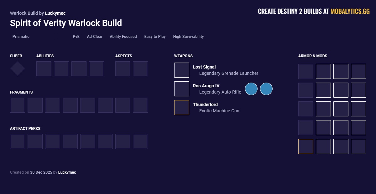 Spirit of Verity Warlock Build - Destiny 2 Warlock Build for PvE ...