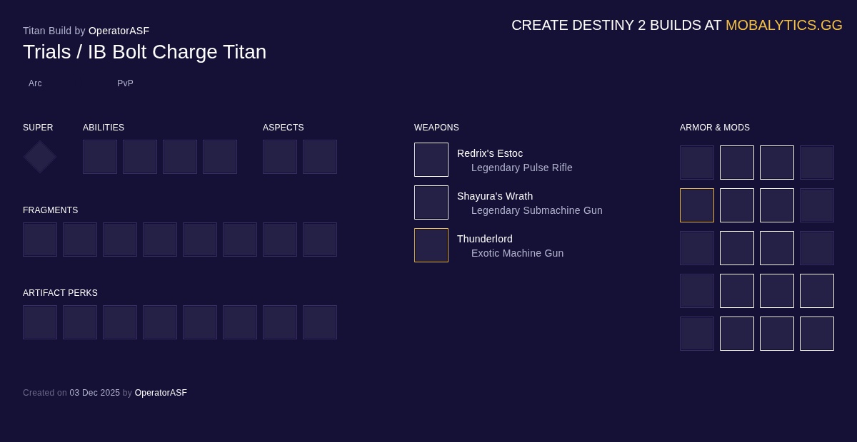 Trials / IB Bolt Charge Titan - Destiny 2 Arc Titan Build by OperatorASF