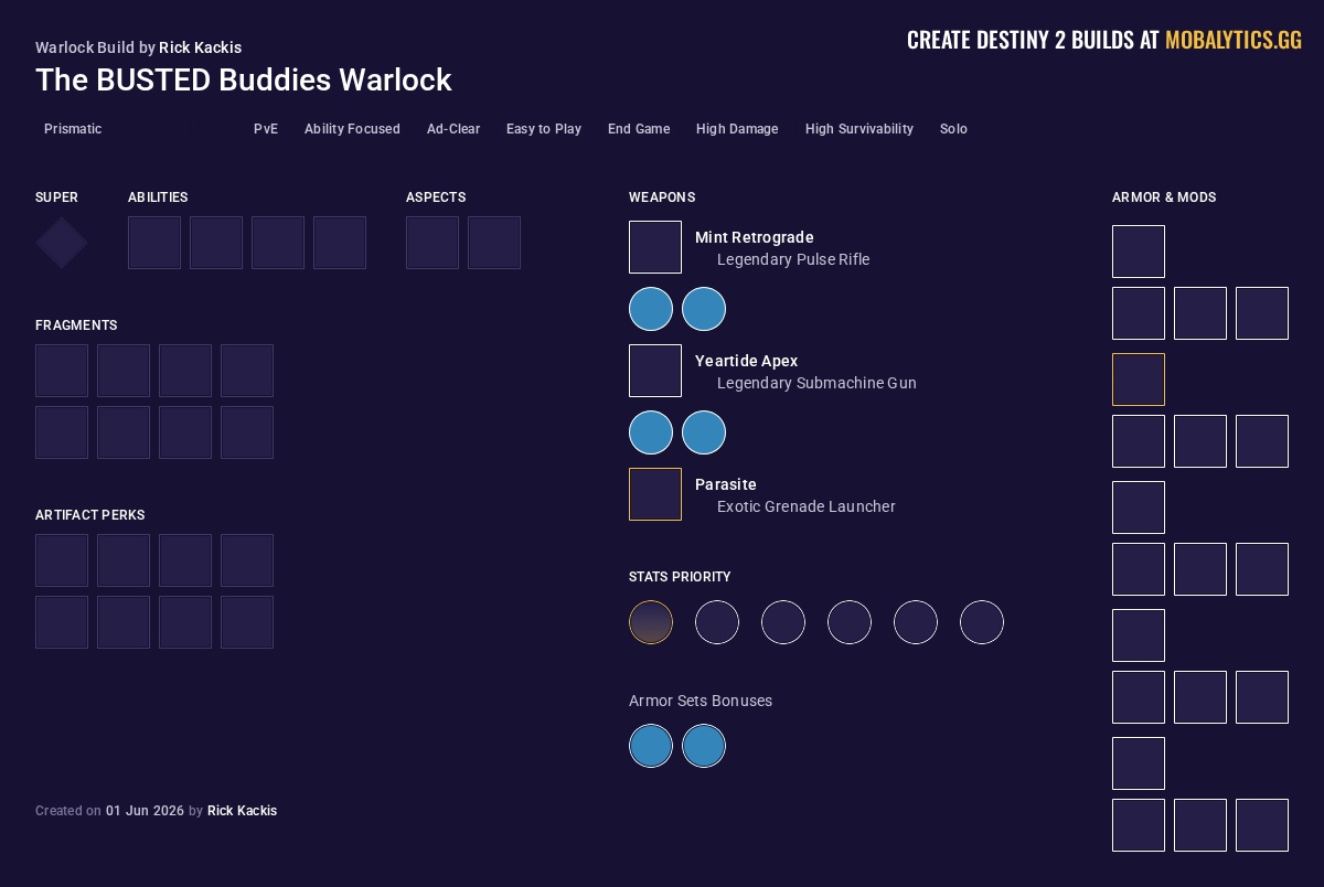 The BUSTED Buddies Warlock - Destiny 2 Warlock Build for PvE - Mobalytics