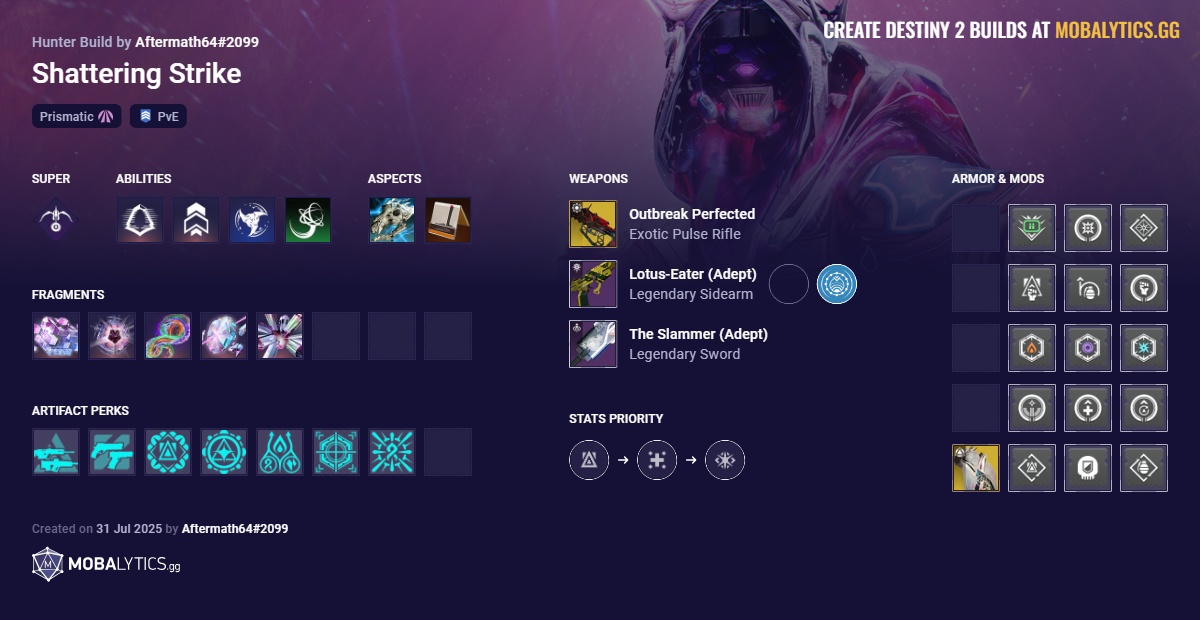 Shattering Strike - Destiny 2 Prismatic Hunter Build by Aftermath64#2099