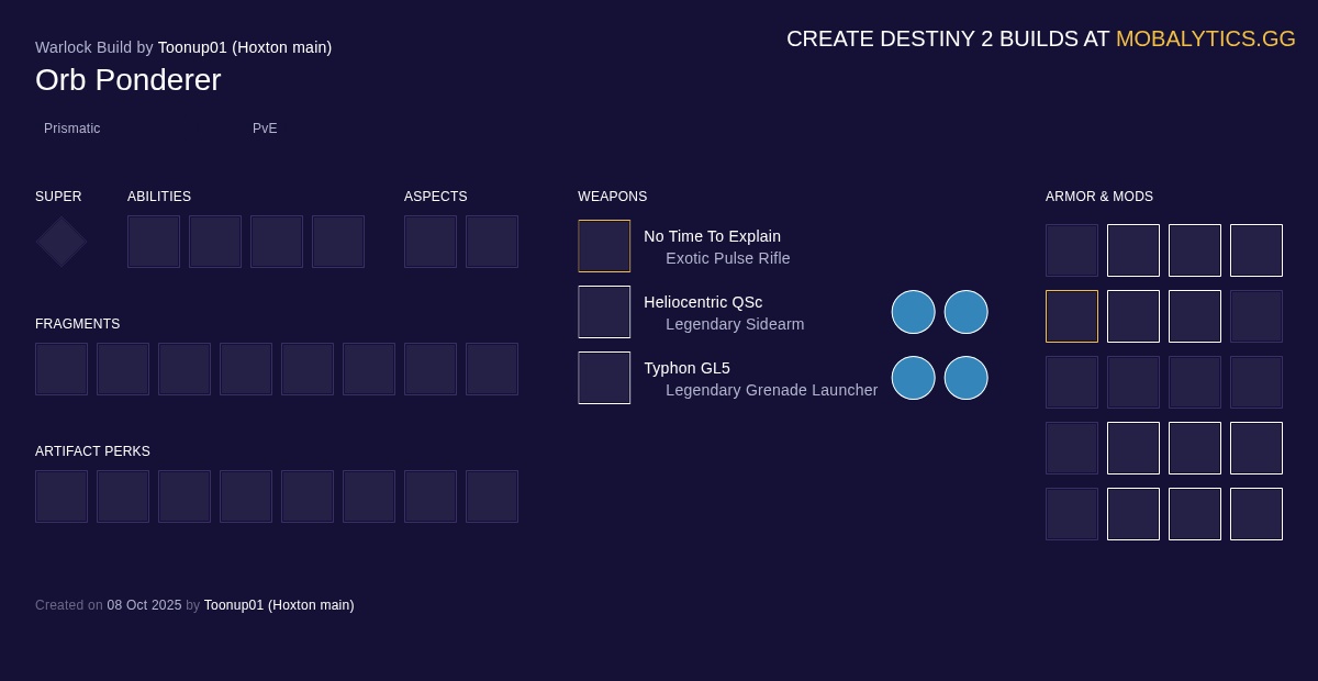 Orb Ponderer - Destiny 2 Prismatic Warlock Build by Toonup01 (Hoxton main)