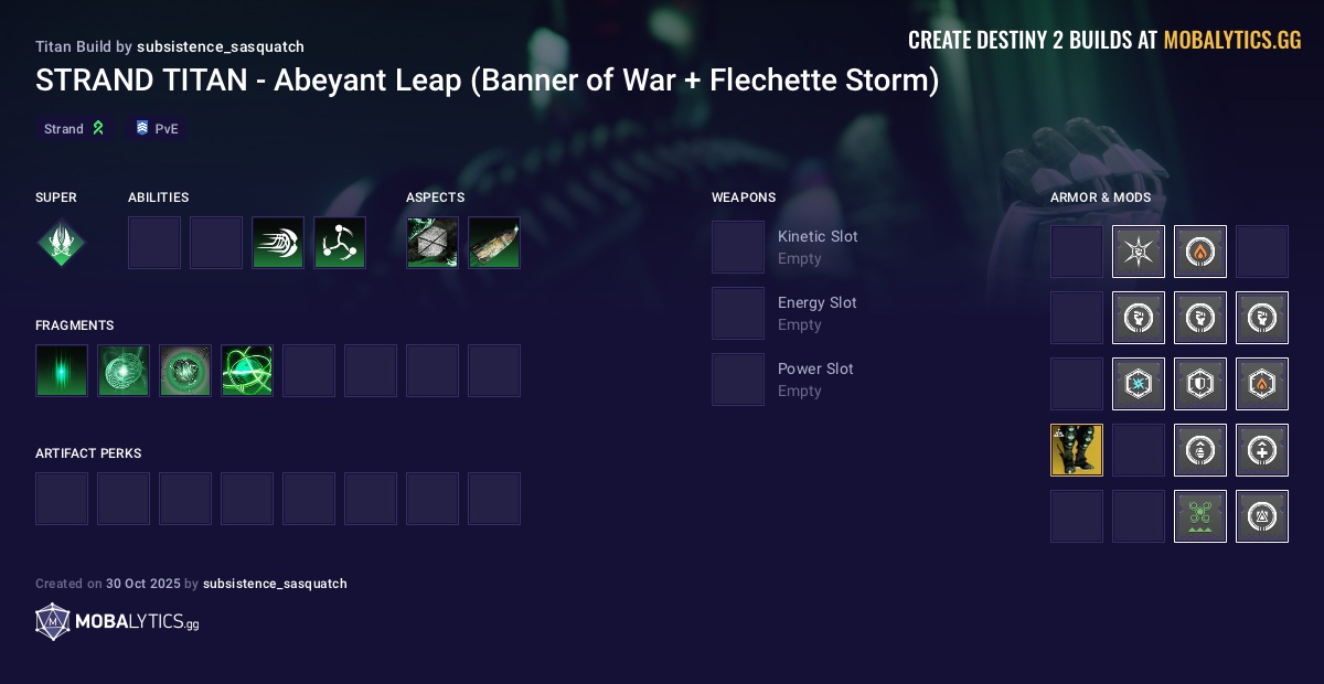 STRAND TITAN - Abeyant Leap (Banner of War + Flechette Storm) - Destiny ...