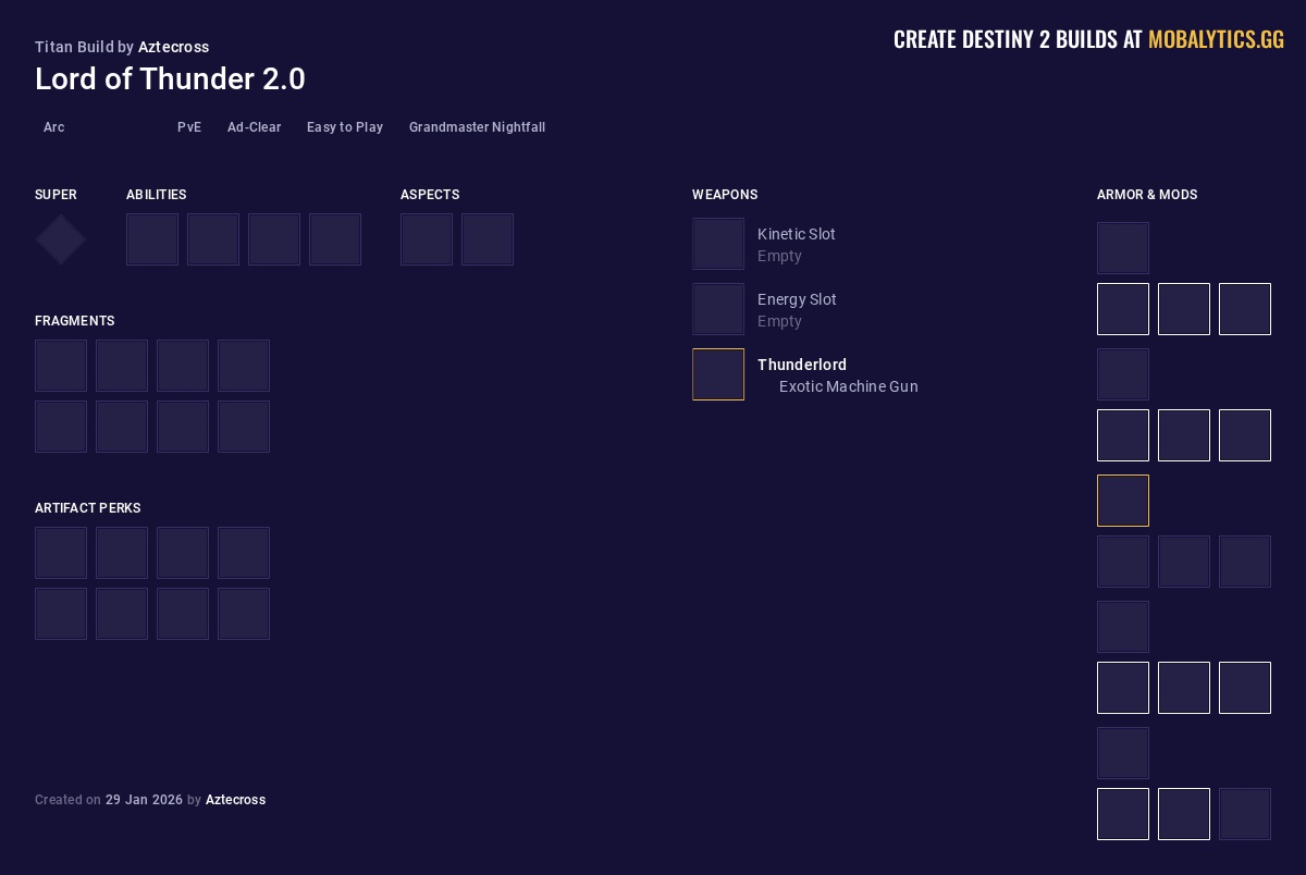 Lord of Thunder 2.0 - Destiny 2 Titan Build for PvE - Mobalytics