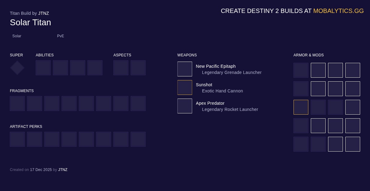 Solar Titan - Destiny 2 Solar Titan Build by JTNZ