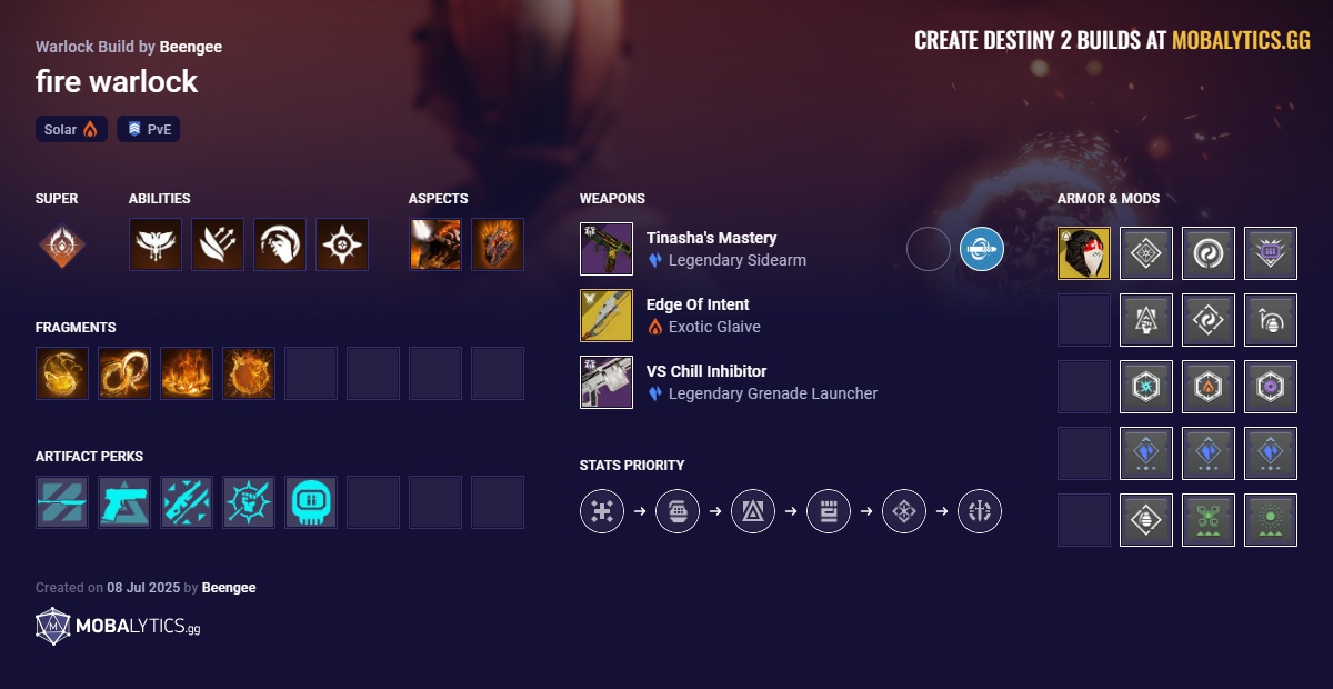 fire warlock - Destiny 2 Solar Warlock Build by Beengee