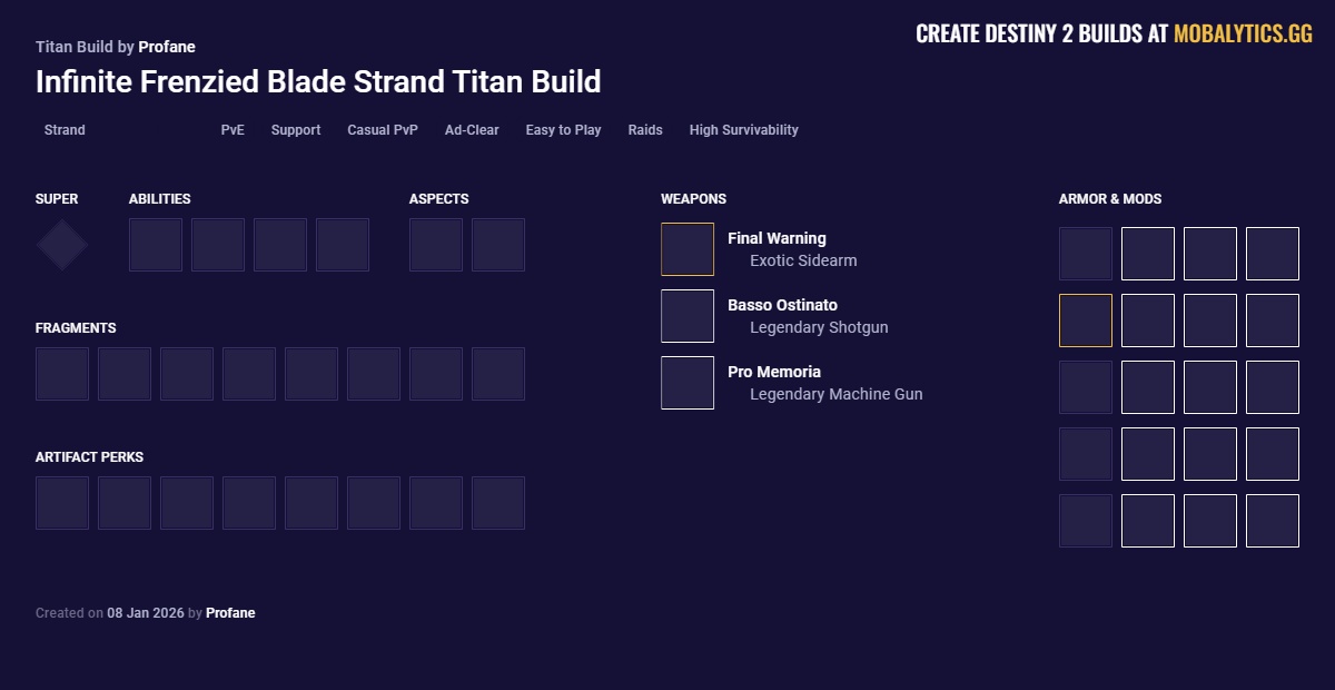 Infinite Frenzied Blade Strand Titan Build - Destiny 2 Titan Build for ...