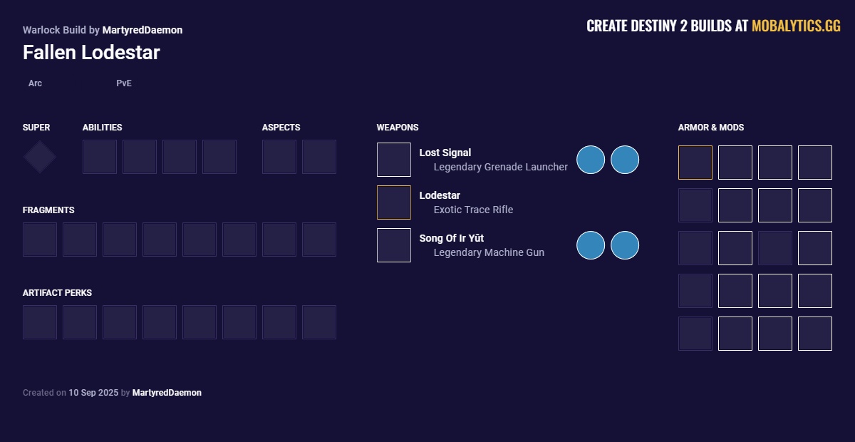 Fallen Lodestar - Destiny 2 Arc Warlock Build by MartyredDaemon
