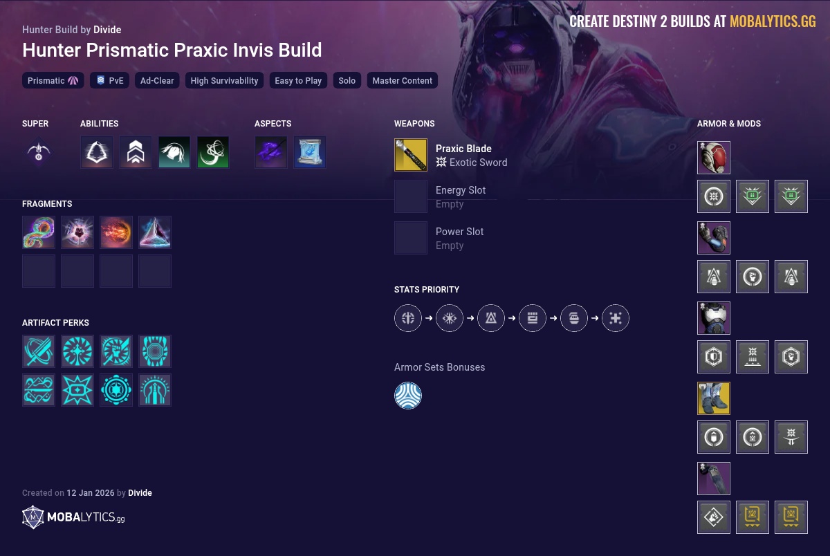 Hunter Prismatic Praxic Invis Build - Destiny 2 Hunter Build for PvE ...