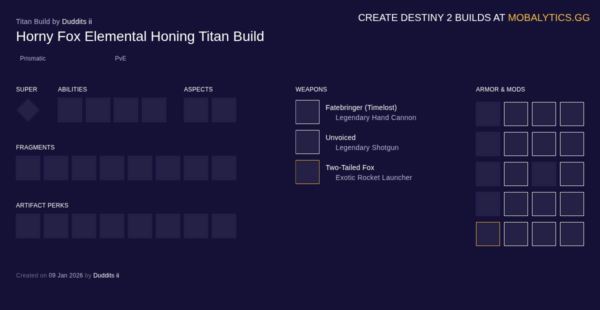 Horny Fox Elemental Honing Titan Build - Destiny 2 Prismatic Titan ...