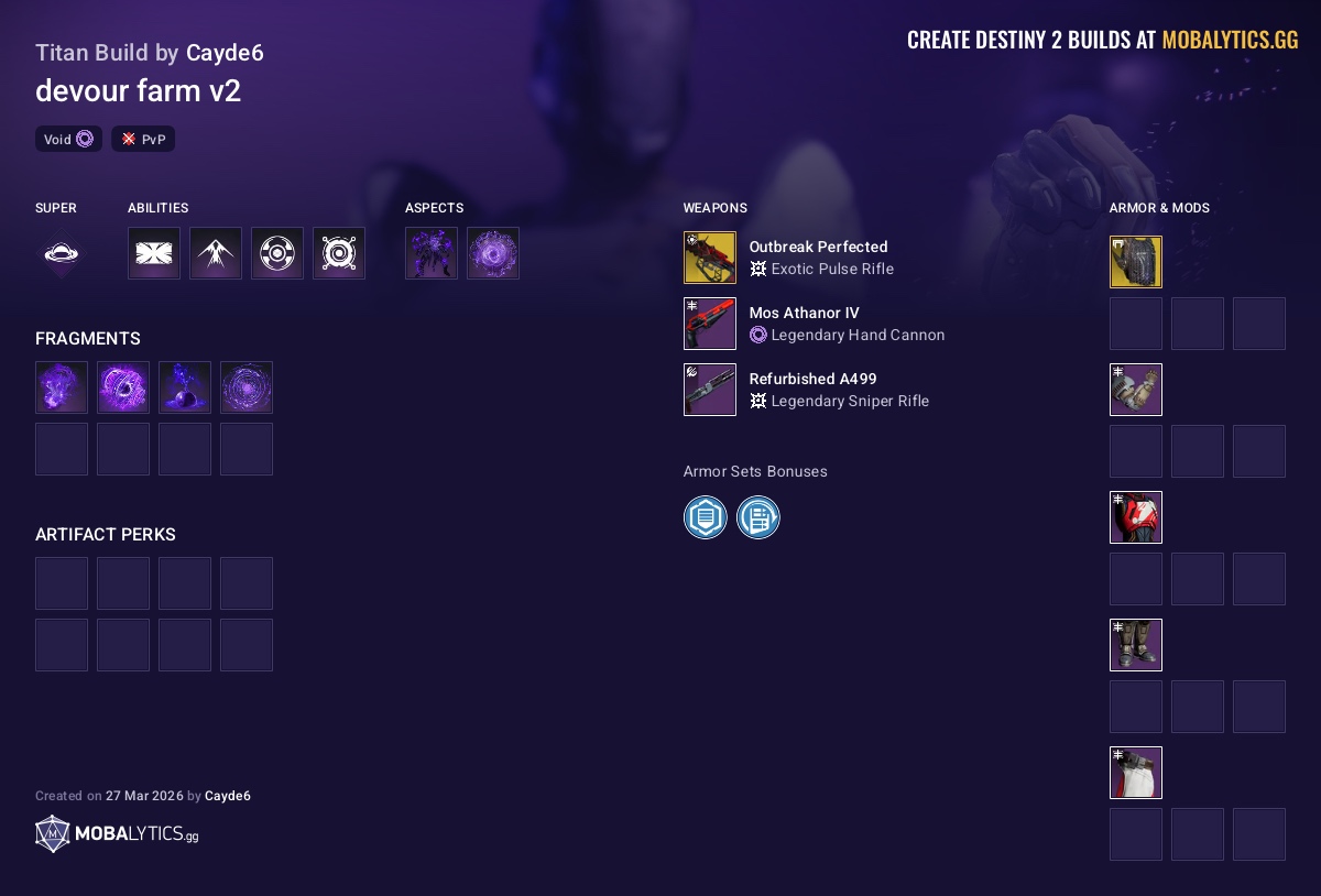 devour farm v2 - Destiny 2 Void Titan Build by Cayde6