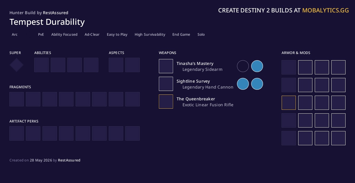 Tempest Durability - Destiny 2 Hunter Build for PvE - Mobalytics