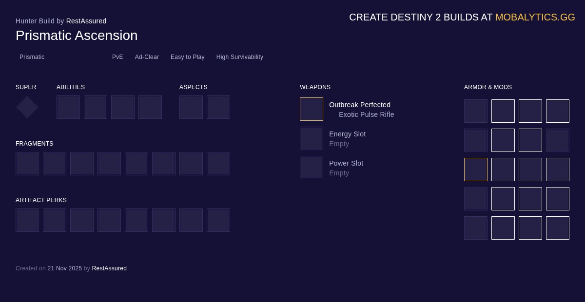 Prismatic Ascension - Destiny 2 Hunter Build for PvE - Mobalytics