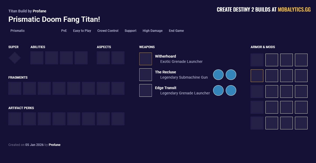 Prismatic Doom Fang Titan! - Destiny 2 Titan Build for PvE - Mobalytics