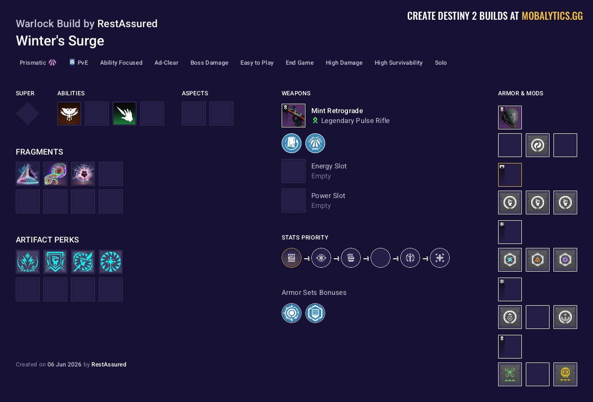 Winter's Surge - Destiny 2 Warlock Build for PvE - Mobalytics