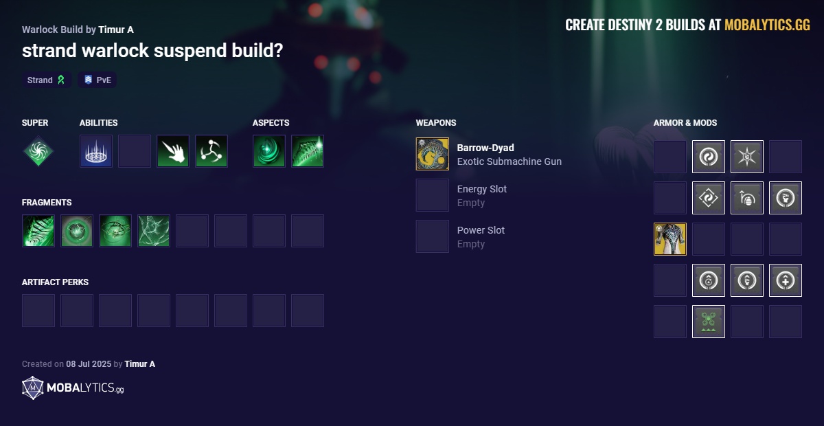 strand warlock suspend build? - Destiny 2 Strand Warlock Build by Timur A