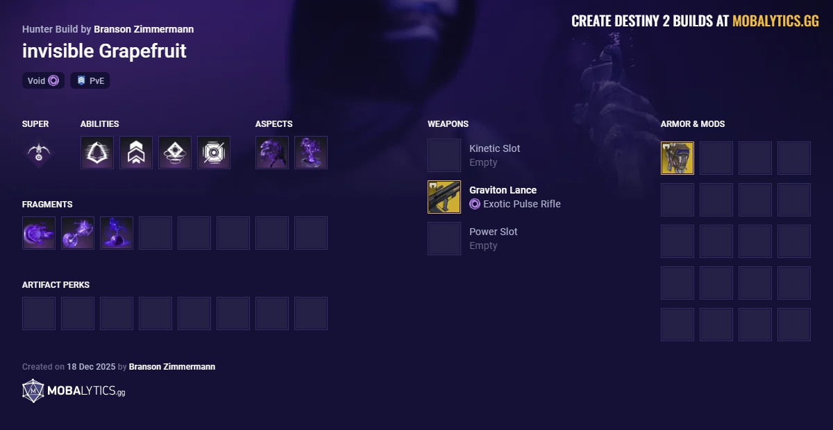 invisible Grapefruit - Destiny 2 Void Hunter Build by Branson Zimmermann