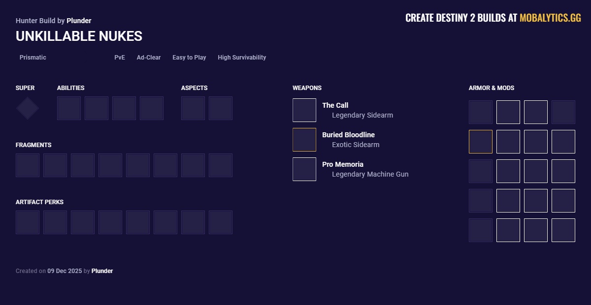 UNKILLABLE NUKES - Destiny 2 Hunter Build for PvE - Mobalytics
