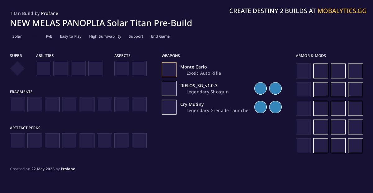 NEW MELAS PANOPLIA Solar Titan Pre-Build - Destiny 2 Solar Titan Build ...