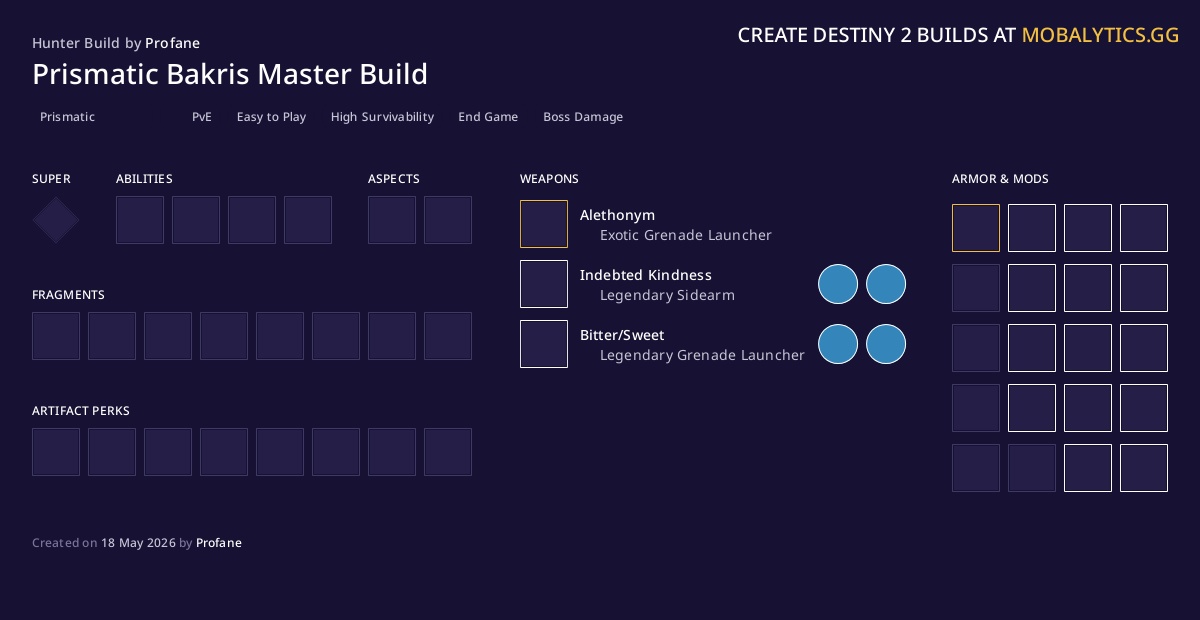 Prismatic Bakris Master Build - Destiny 2 Hunter Build for PvE - Mobalytics