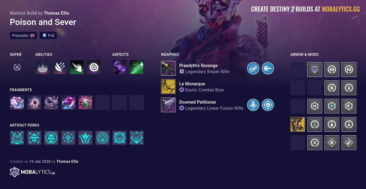 Poison and Sever - Destiny 2 Prismatic Warlock Build by IronFlower